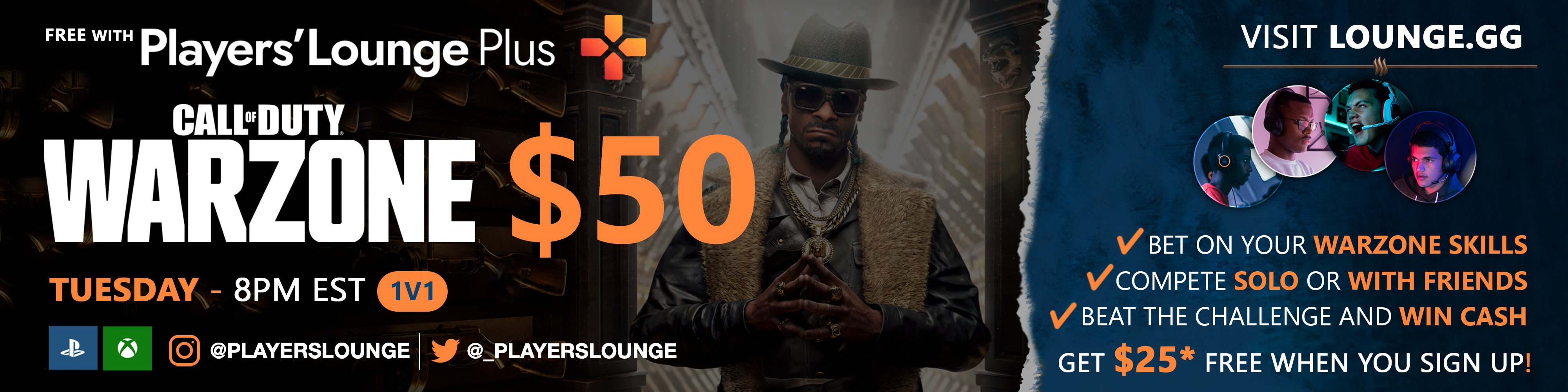 Players' Lounge - Tuesday $50 1v1 Warzone