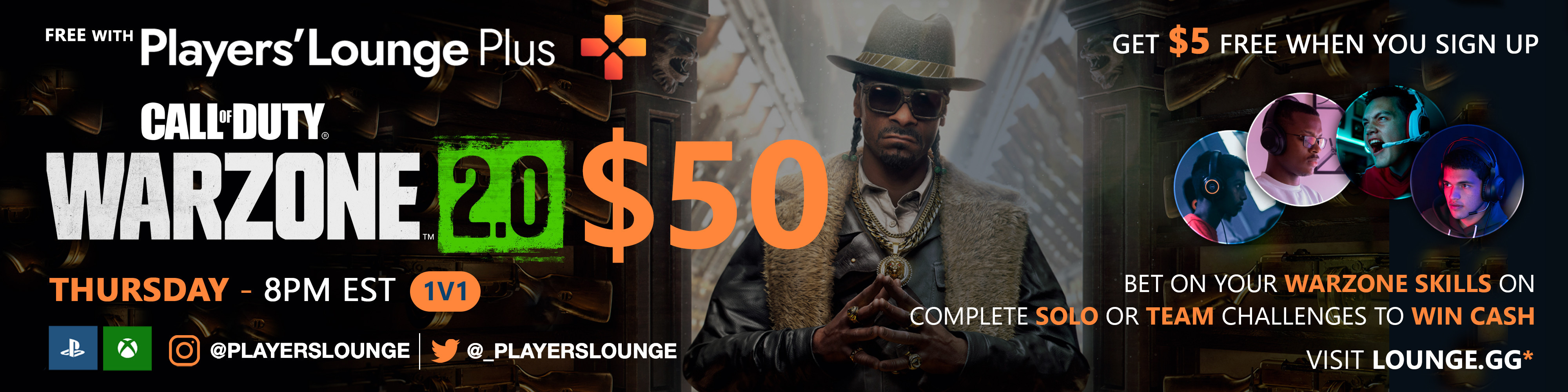 Players' Lounge - Thursday $50 1v1 Warzone 2