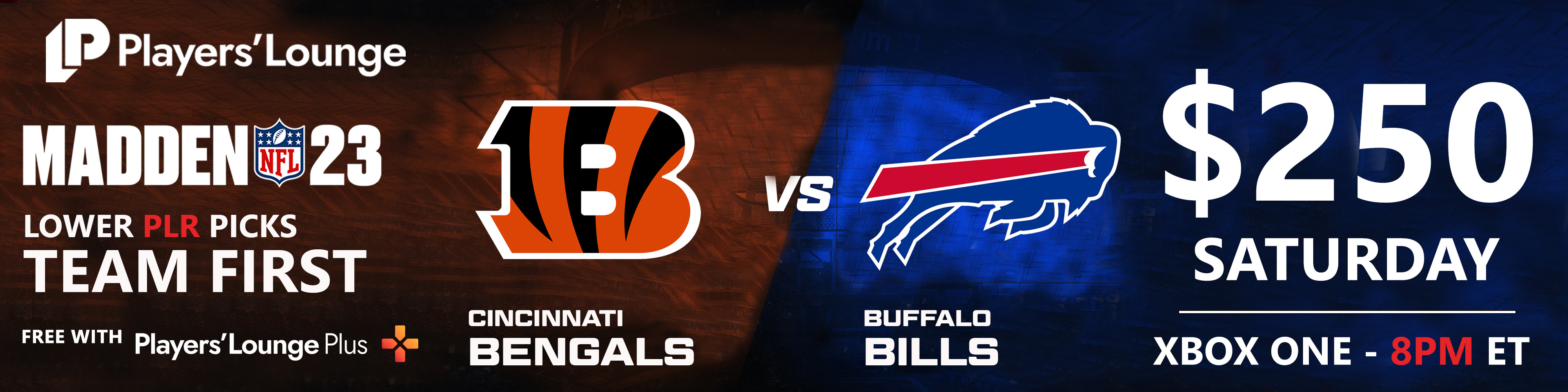 Players' Lounge - $250 Madden 23 NFL Matchup Bengals vs Bills