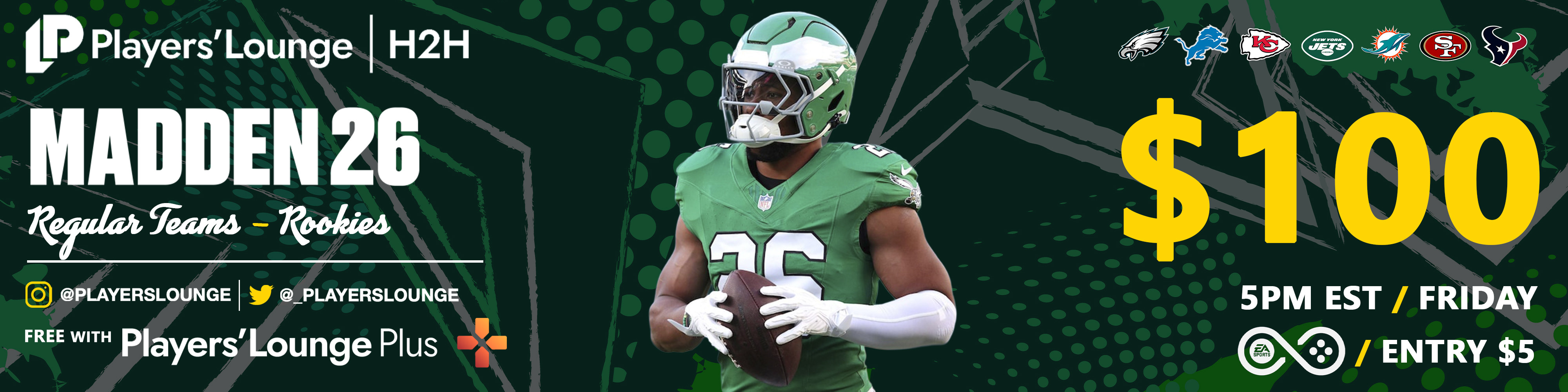Players' Lounge - FREE w/ PL+! $100 Regs - Rookies